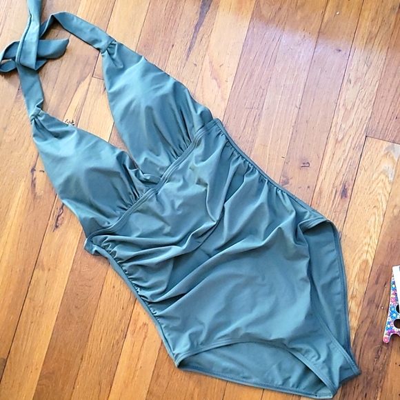 Swim | Sage Ruched Pin Up Halter Swimsuit Small | Poshmark